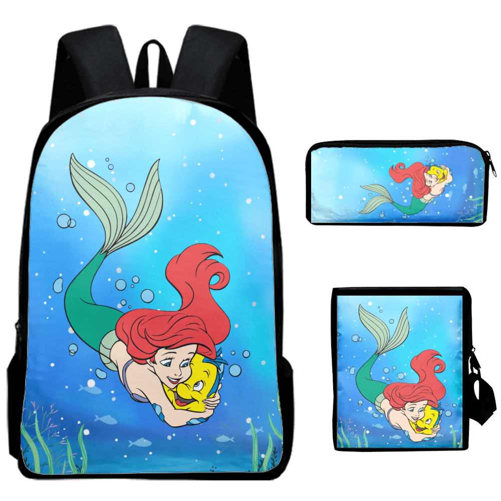 Fnyko Backpack 3 Pieces The Little Mermaid Print Backpack Unisex 3D fnyko-backpack-3-pieces-the-little-mermaid-print-backpack-unisex-3d