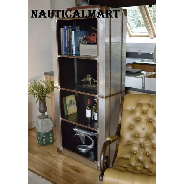 Nauticalmart Silver Industrial Style Aluminium Bookcase (82 X 41.5 X ...