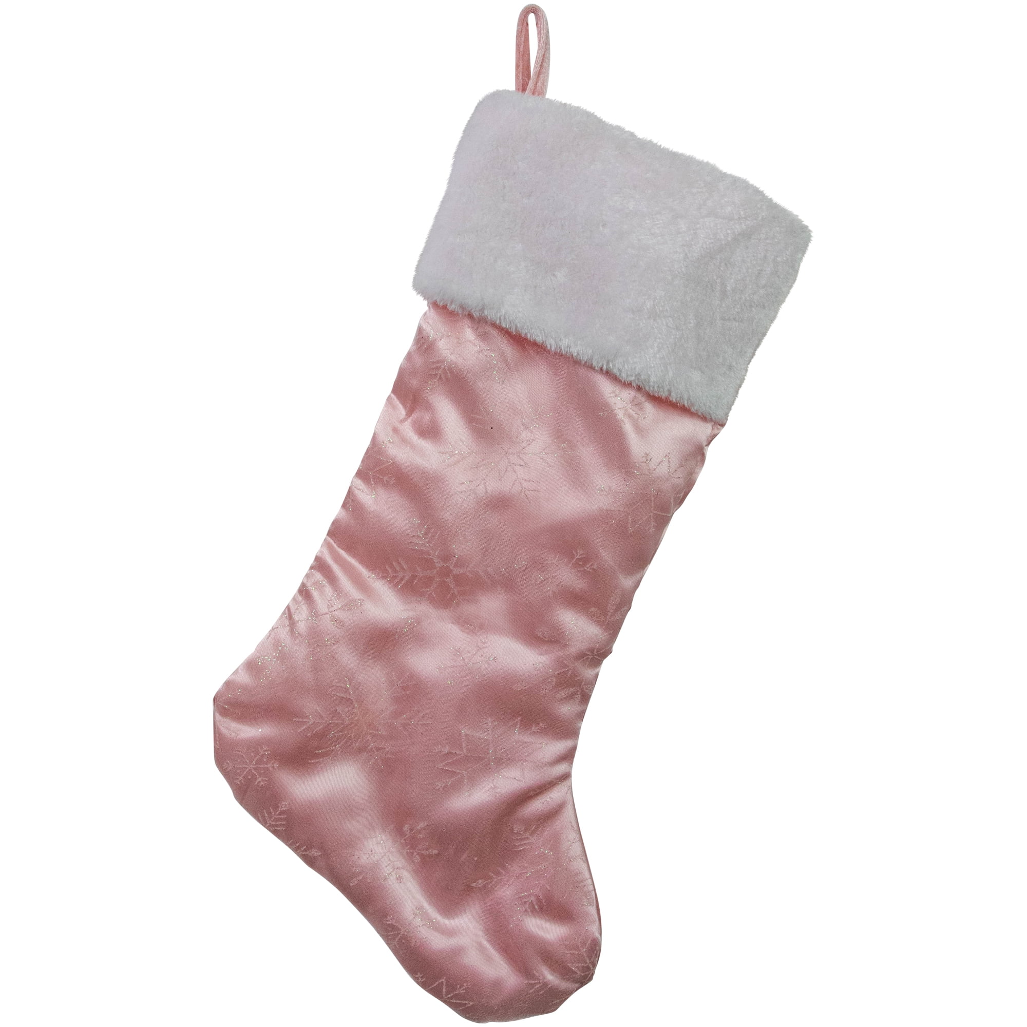 Northlight 20" Light Pink Glittered Snowflake Christmas Stocking with ...