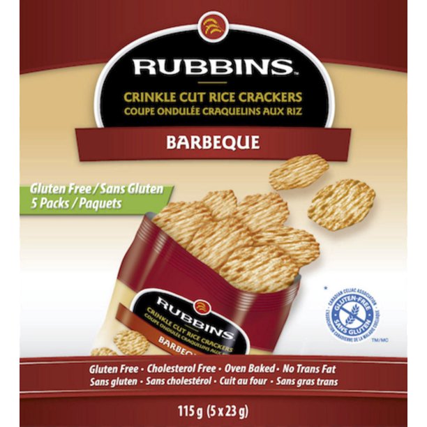 Rubbins Gluten Free Barbeque Crinkle Cut Rice Crackers, 5 x 23 g ...
