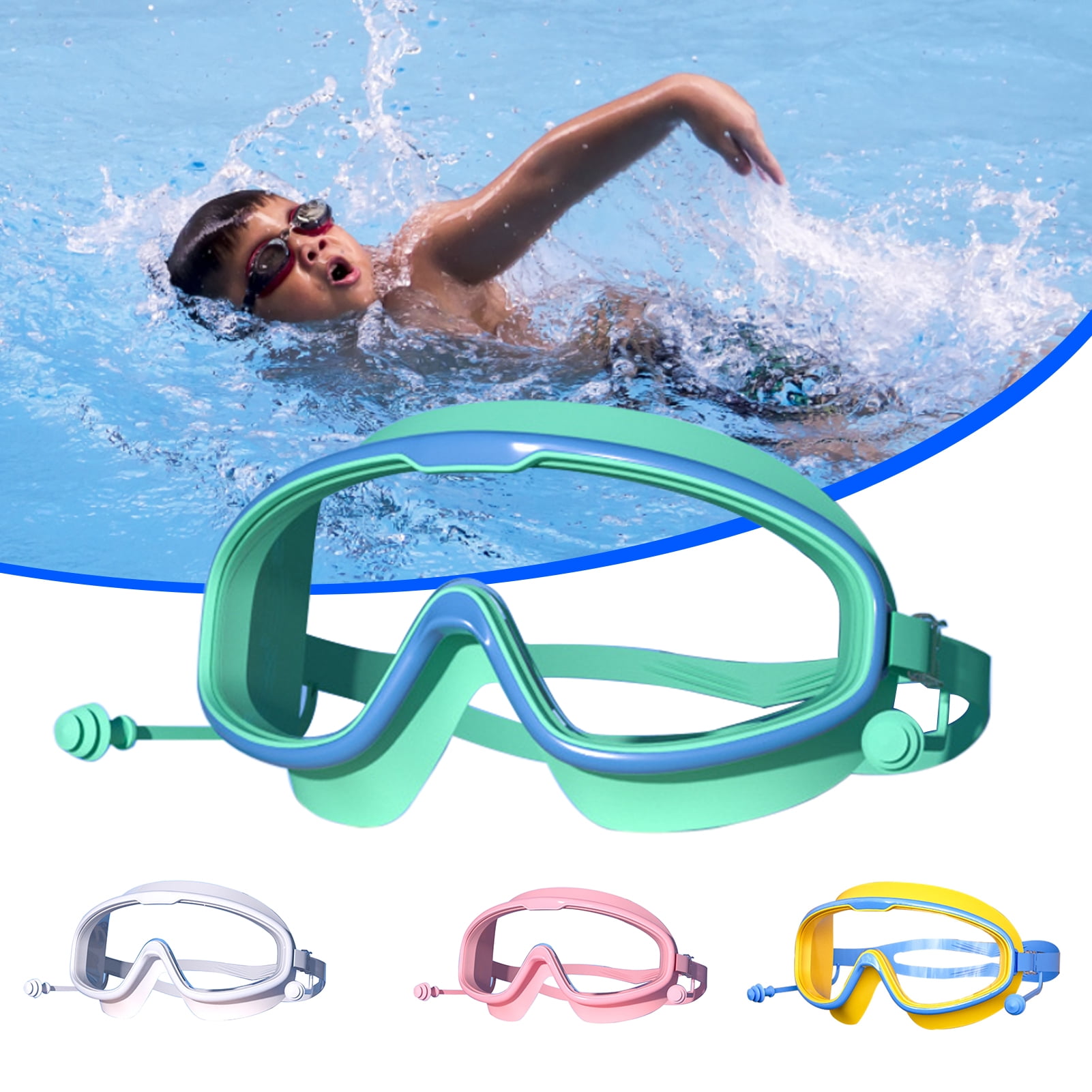 Hariumiu Swimming Goggles for Kids 6-14, Kids Swim Goggles with Ear Plugs, Wide Vision ...