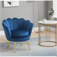 Blue Velvet Accent Chair with Gold Legs, Modern Upholstered Barrel ...