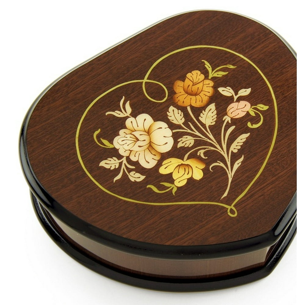 MusicBoxAttic - Elegant 30 Note Wood Tone Heart Shaped Music Jewelry ...