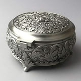 Sinzyo Round Emboss Alloy Metal Music Box Wind Up Movement Musical Boxs ...