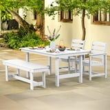 JUSTLET 4 Pieces Patio Furniture Set, HDPE Outdoor Dining Table Set ...
