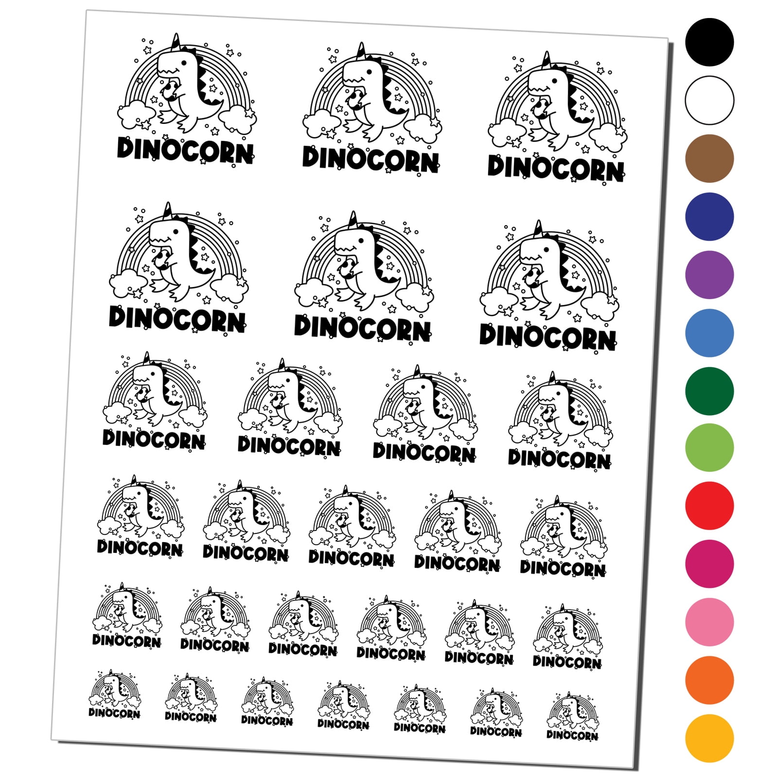 Dinocorn Dinosaur Unicorn with Rainbow Water Resistant Temporary Tattoo ...