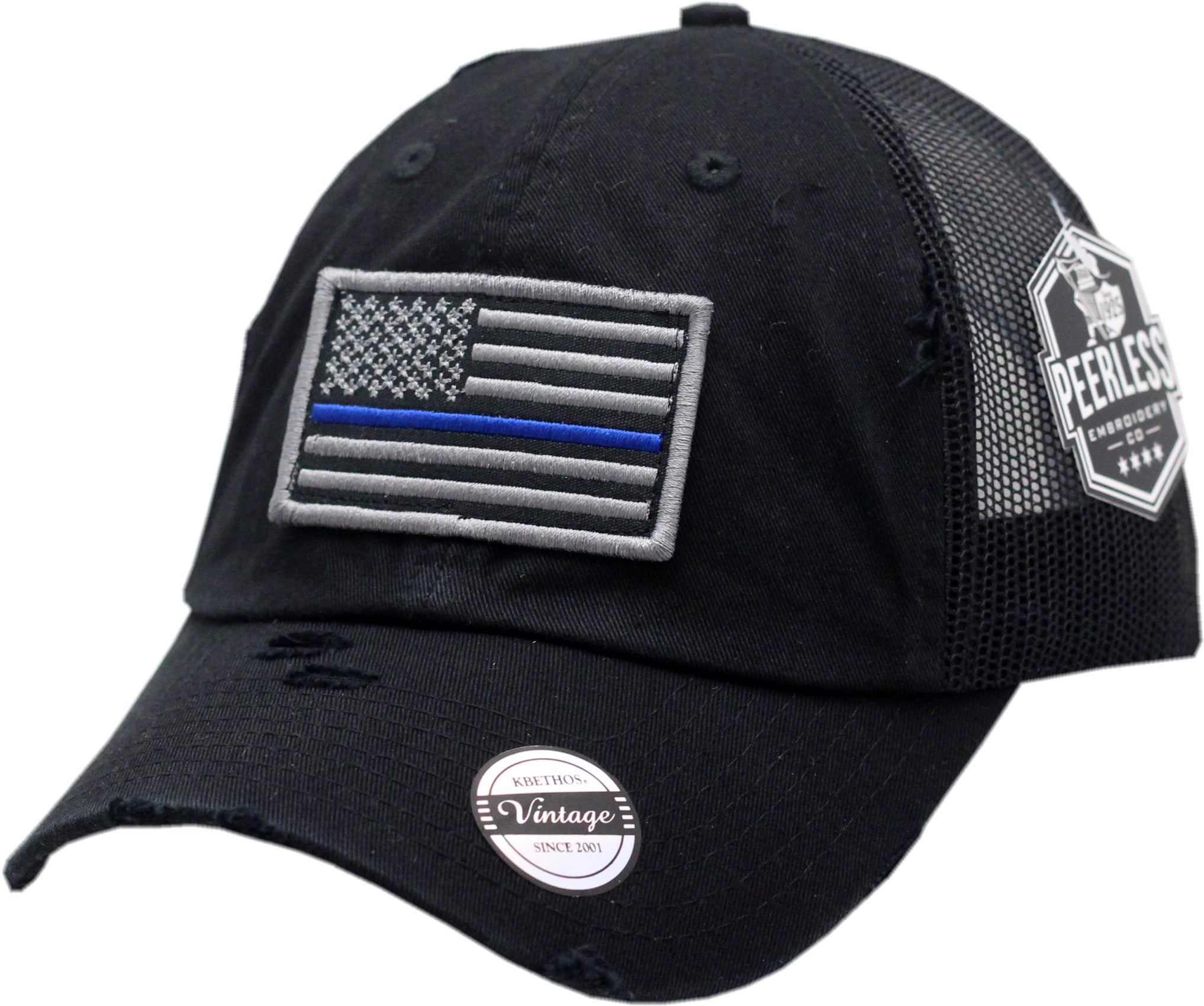 American Flag Blue Line Trucker Mesh Snapback Slouch Black Subdued ...