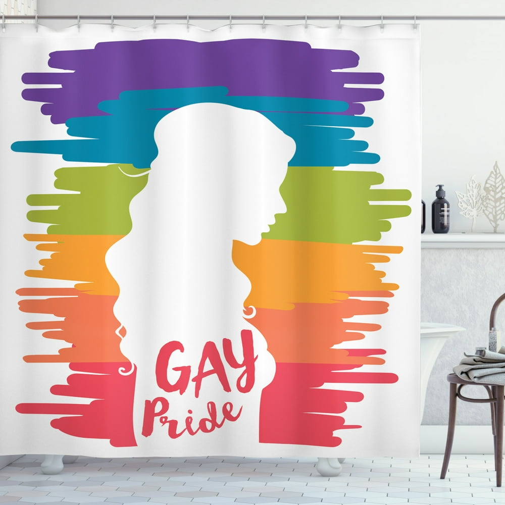 Love Wins Shower Curtain Gay Pride Theme With Rainbow Flag And