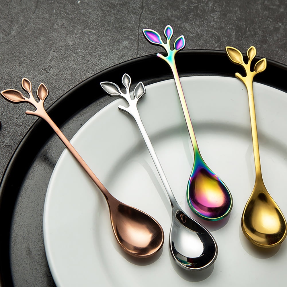 Dream Lifestyle Creative Leaf Stainless Steel Coffee Mixing Spoon Fruit ...