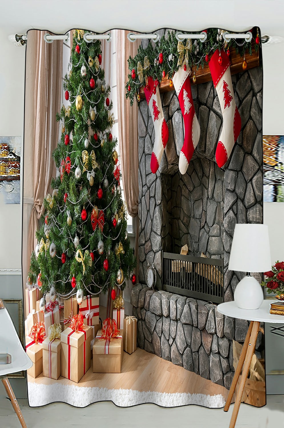 ABPHQTO Christmas Interior Natural Light Christmas Tree Fireplace ...