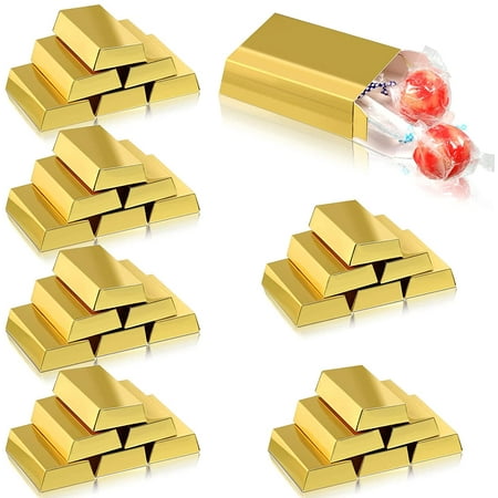 36 Pieces Gold Bar Party Boxes Pirate Gold Boxes Foil Gold Bar Favor ...