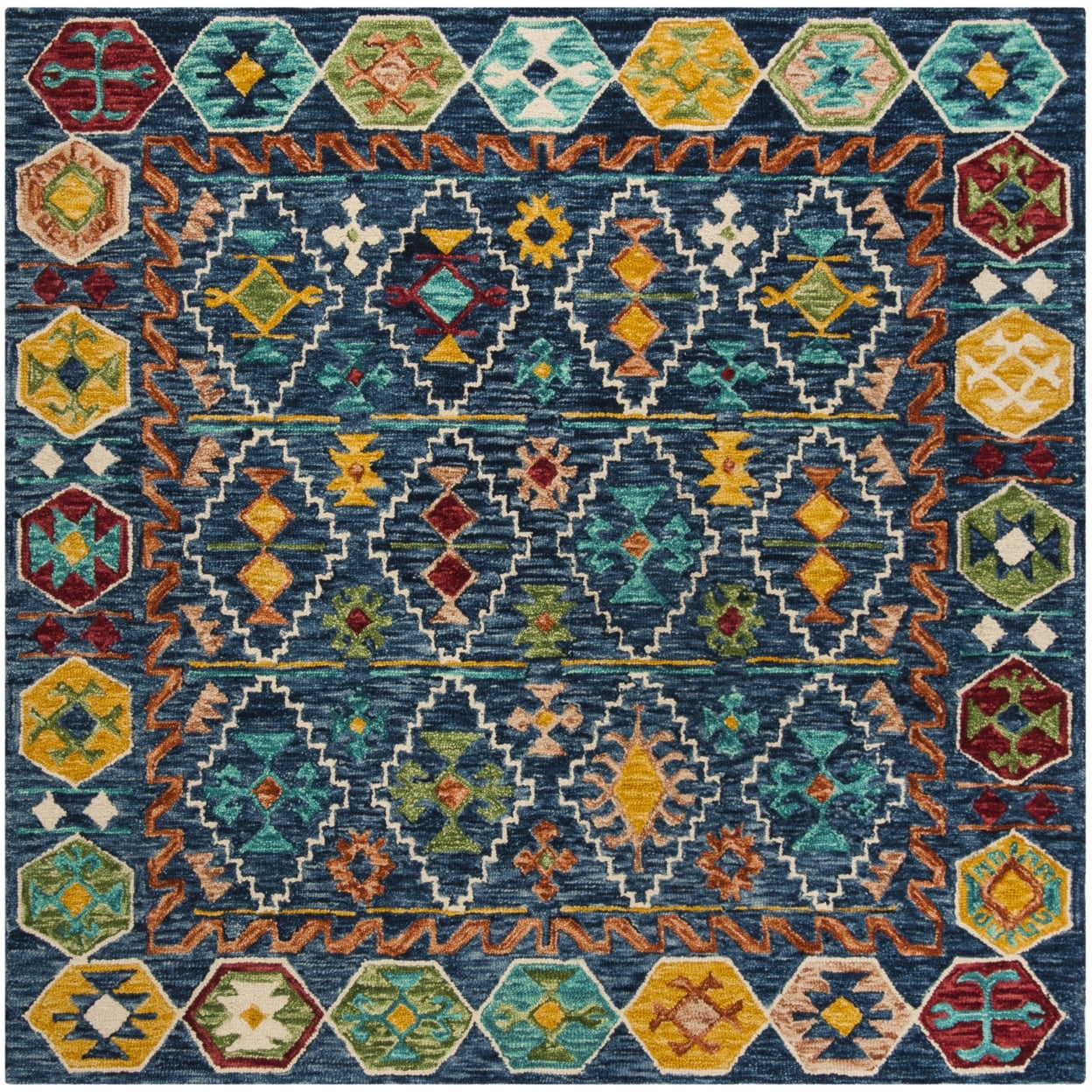 SAFAVIEH Aspen Collection APN501A Handmade Navy/Gold Rug - Walmart.com