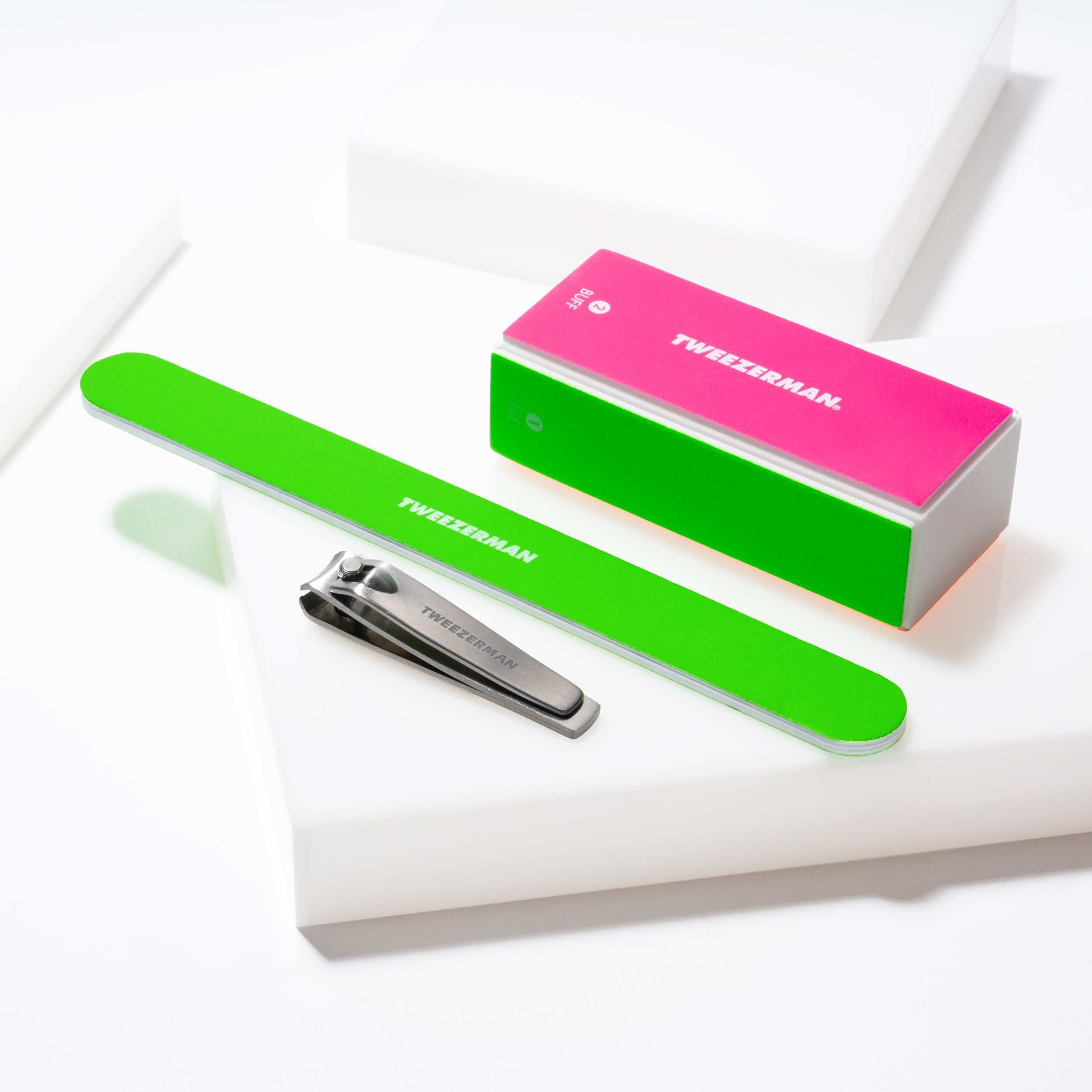 Tweezerman Neon Manicure Kit Includes Nail Clipper, Nail Buff and Nail File