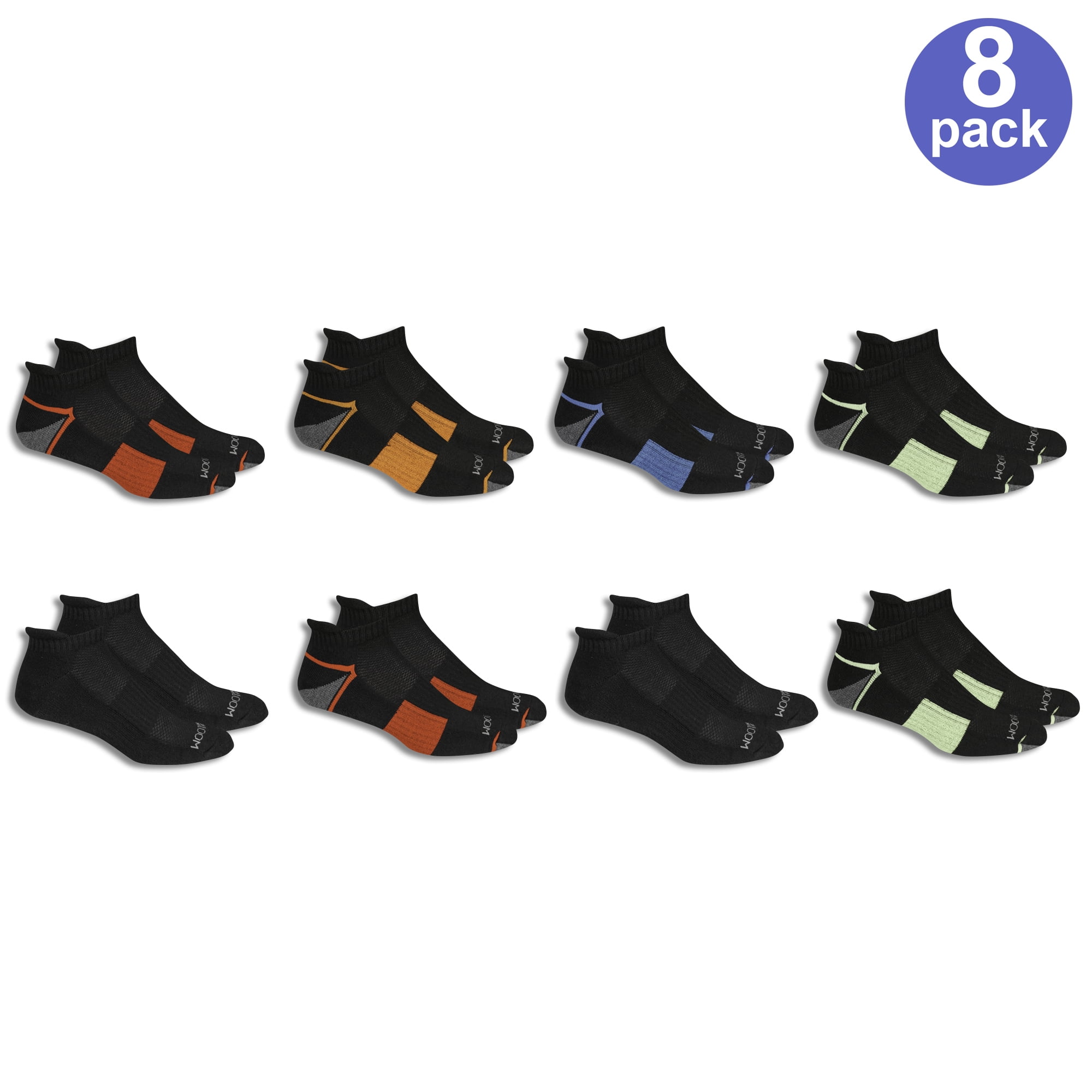 Men's 8 Pair Breathable Low Cut Socks - Walmart.com