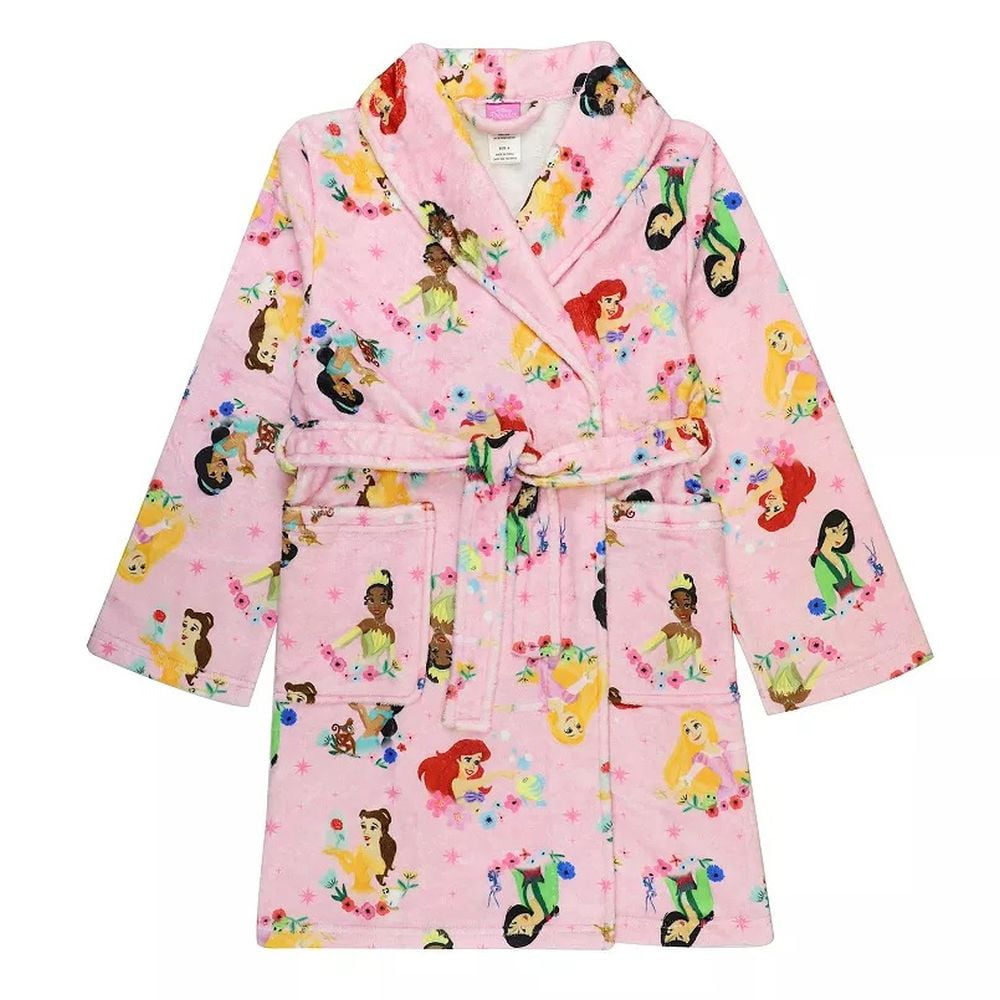 Disney Princess Girl's Pink Minky Fleece Bathrobe, Robe, Size 8 ...