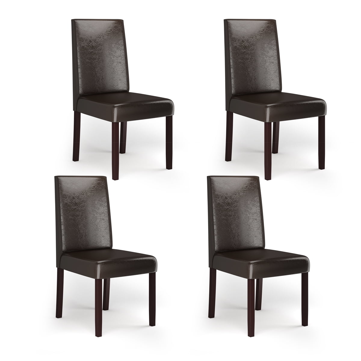 Upholstered Parsons Wooden Chair Padded Seat Oak Legs Set of 4 Brown ...
