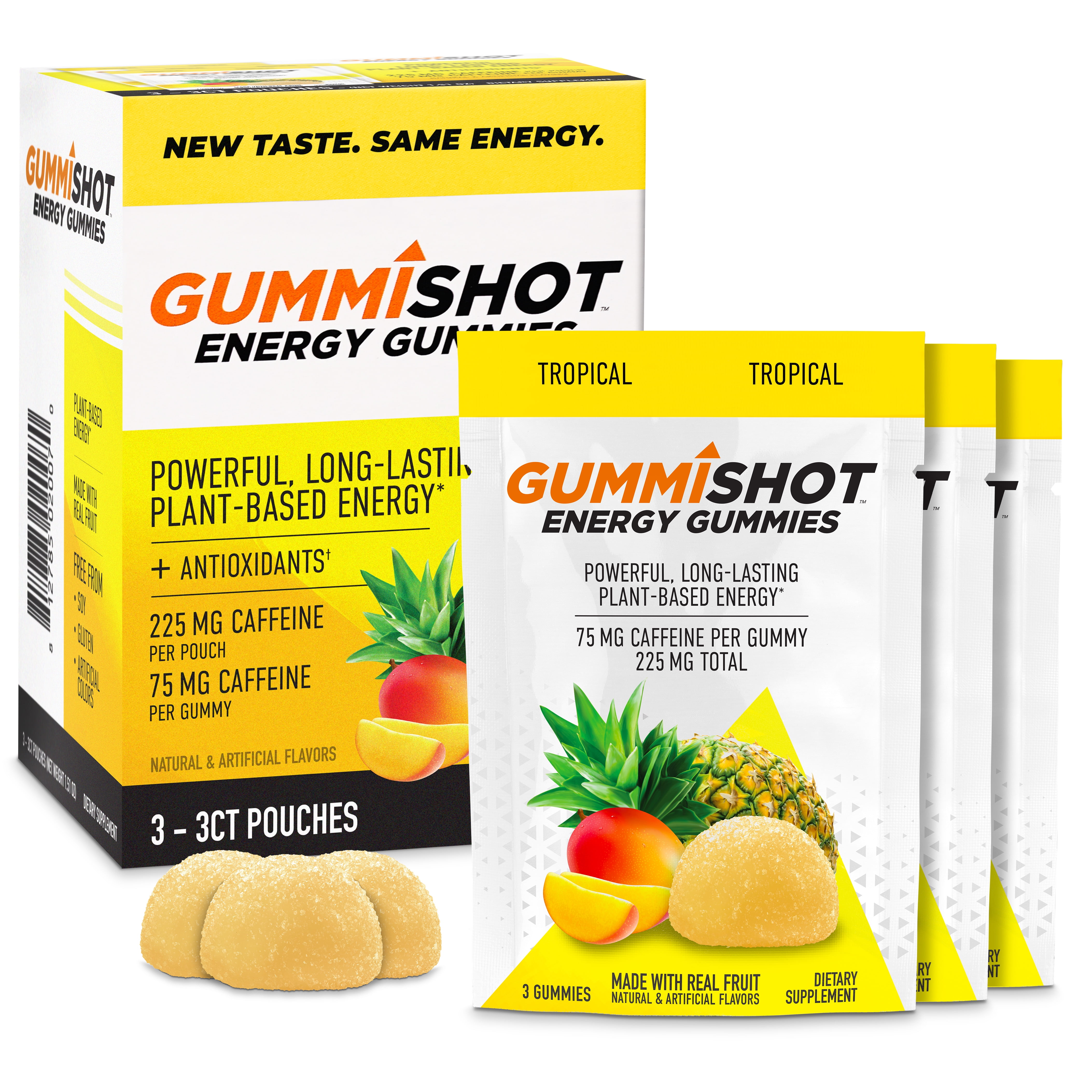 GummiShot Energy Gummies, 225 mg of Plant-Based Caffeine Chews per ...