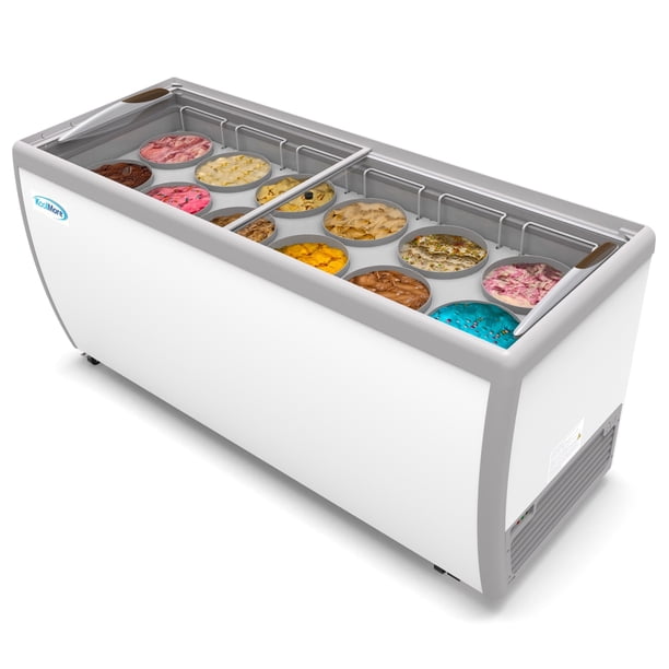70 in. 12 Tub Ice Cream Dipping Cabinet Display Freezer with Sliding ...
