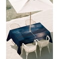 60x102 Inch Outdoor Tablecloth with Umbrella Hole Zipper Rectangle Navy ...