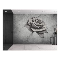 wall26 - Spiral Floral Graphic on a Grayscale Grungy Texture with a ...