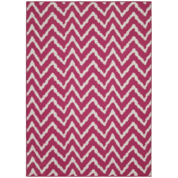 Mainstays Distressed Zig Zag Pink/White Indoor Throw Rug, 45"x66 ...