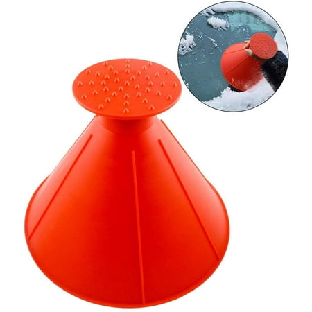 Ice Scraper Round Snow Shovel Cone Funnel for Car Window, 2 in 1 Magic ...