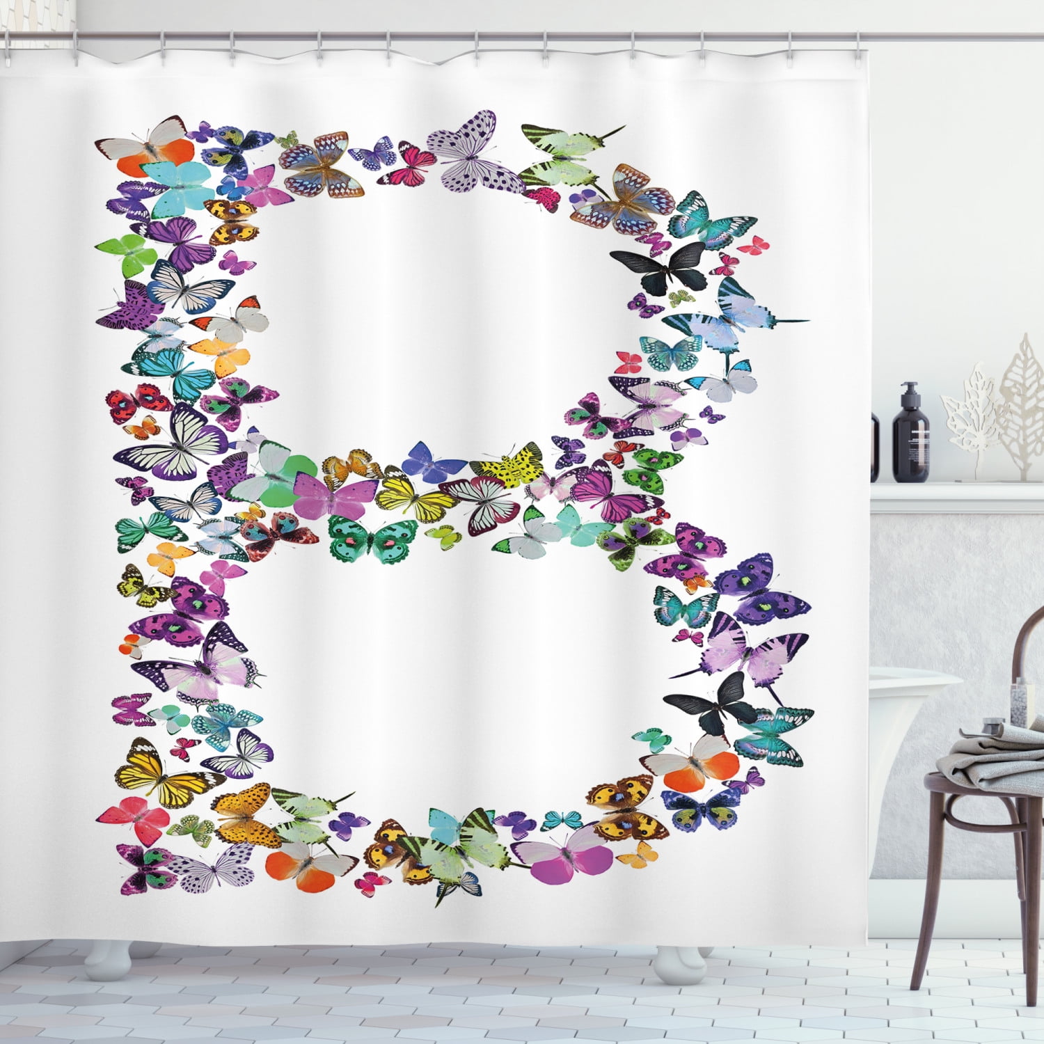 Ambesonne Letter B Shower Curtain, Beauty Fragility Theme, 69"Wx70"L ...