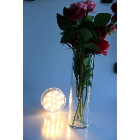 4 Inch Acrylic Round LED Plate Light,15 LEDs Vase Base Light for Table ...