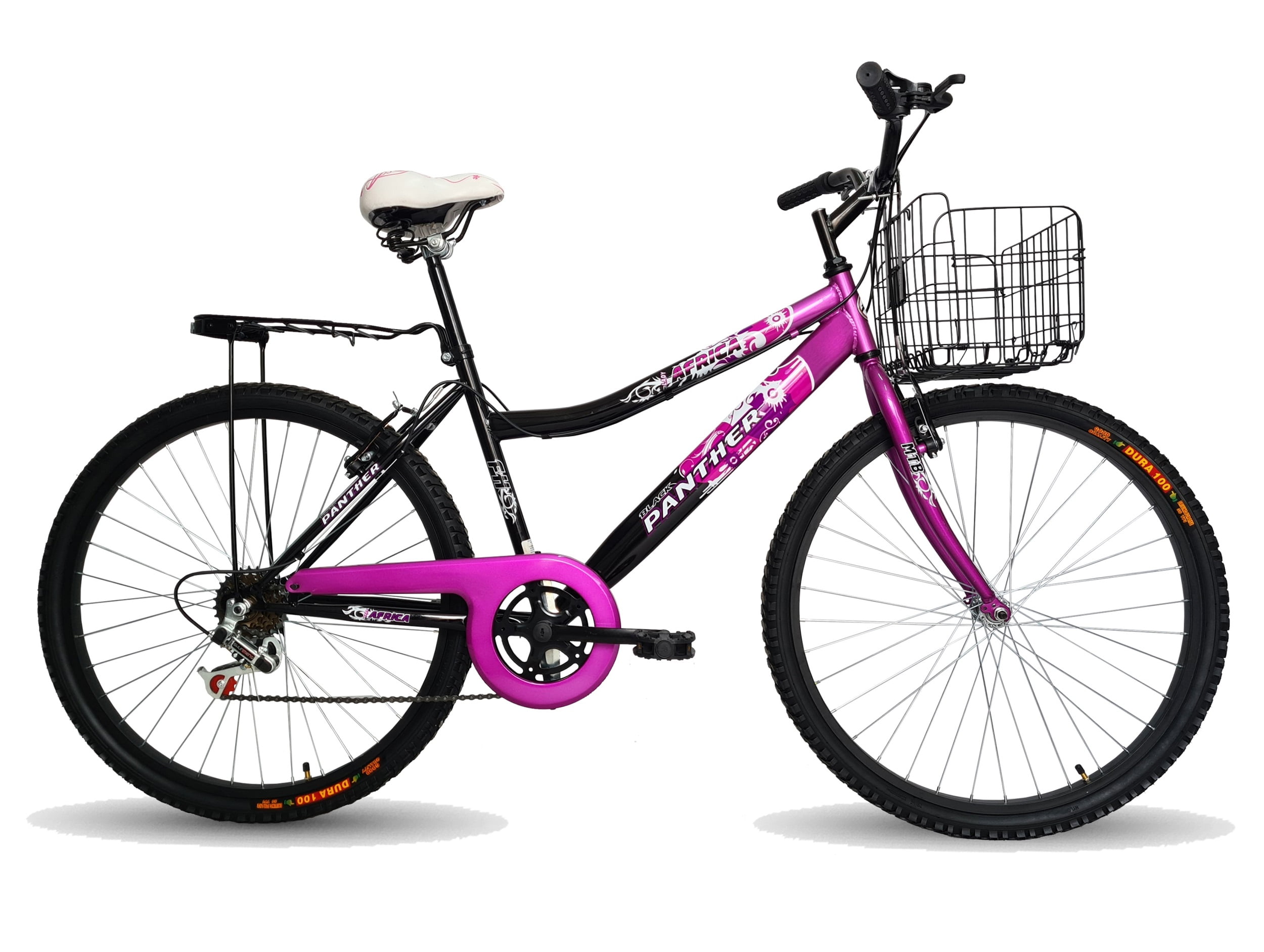 Bicicleta Black Panther Lady Africa R24 Canasta Plegable Morado ...
