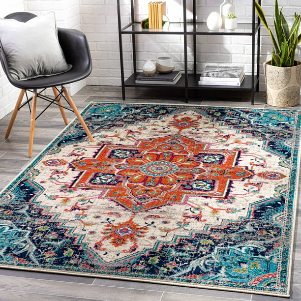 Mark&Day Area Rugs, 5x7 Metz Traditional Bright Orange Area Rug (5'3" x ...