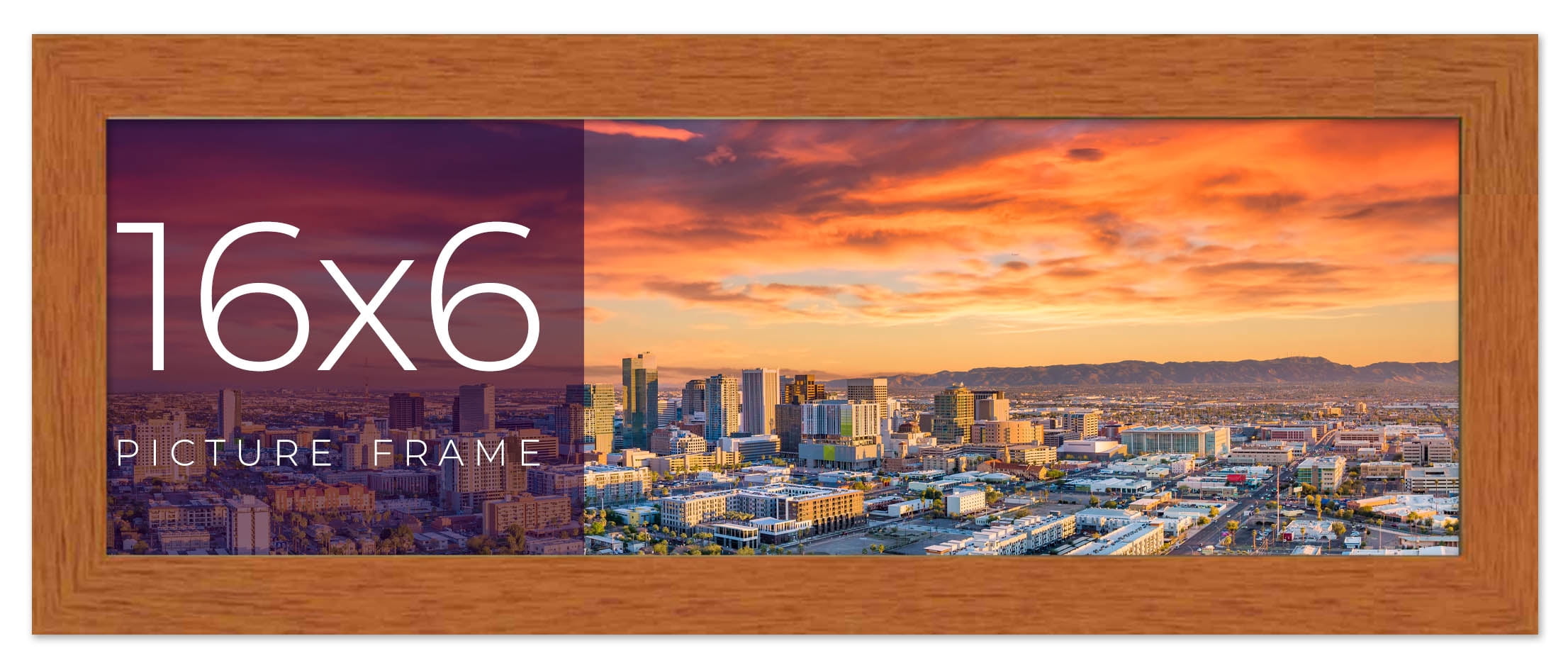 16x6 Honey Brown Real Wood Picture Frame Width 0.75 inches | Interior ...
