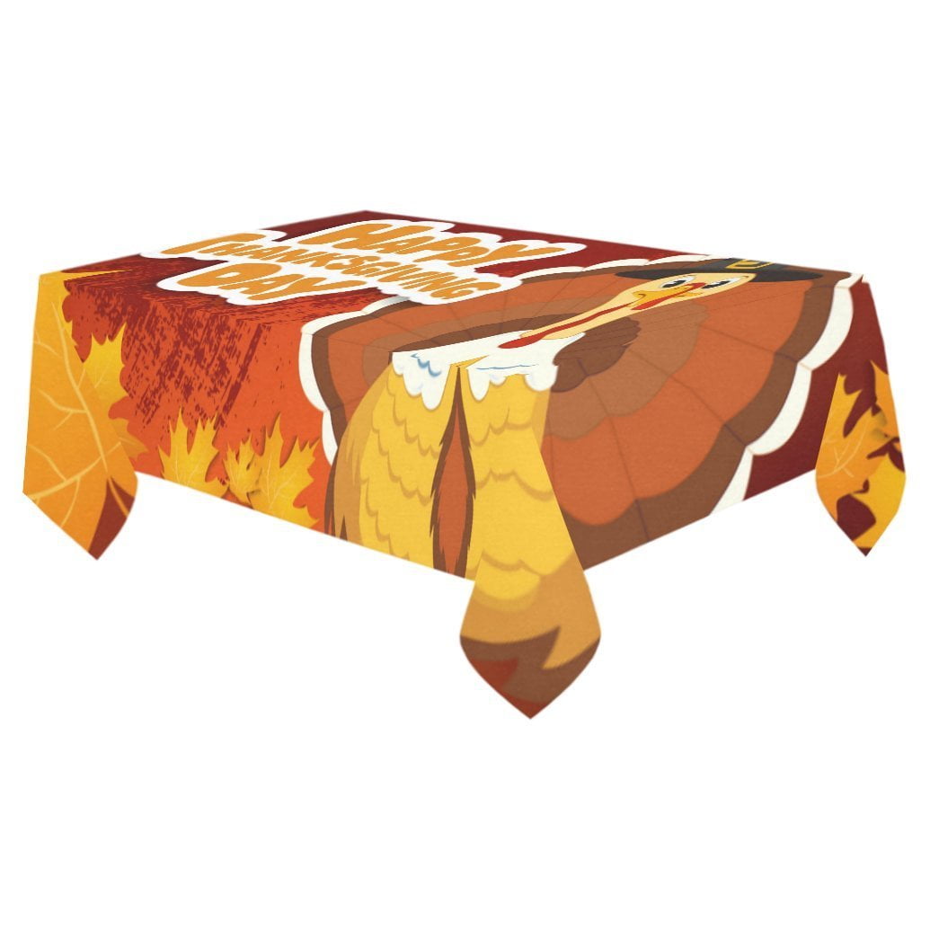 MYPOP Happy Thanksgiving Day Turkey Cotton Linen Tablecloth Sets 60x120 ...