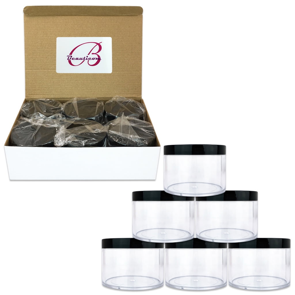 120G/120ML 4 Oz High Quality Plastic Cosmetic Sample Jars with Black ...