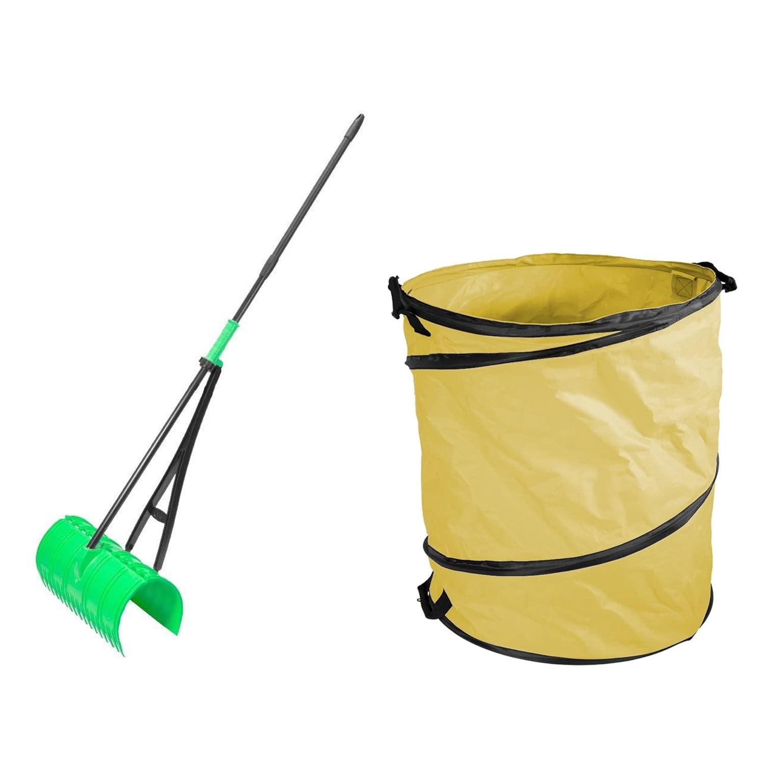 Amazing Rake 3-in-1 Ergonomic 17" Lawn Grabber & Collapsible 40 Gal Pop ...