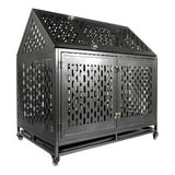 Createshao 45 inch Heavy Duty Dog Crate, Metal Kennel with Lockable ...