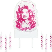 Dolly Parton Birthday Candles and Light-Up Pink Acrylic Cake Topper Set ...
