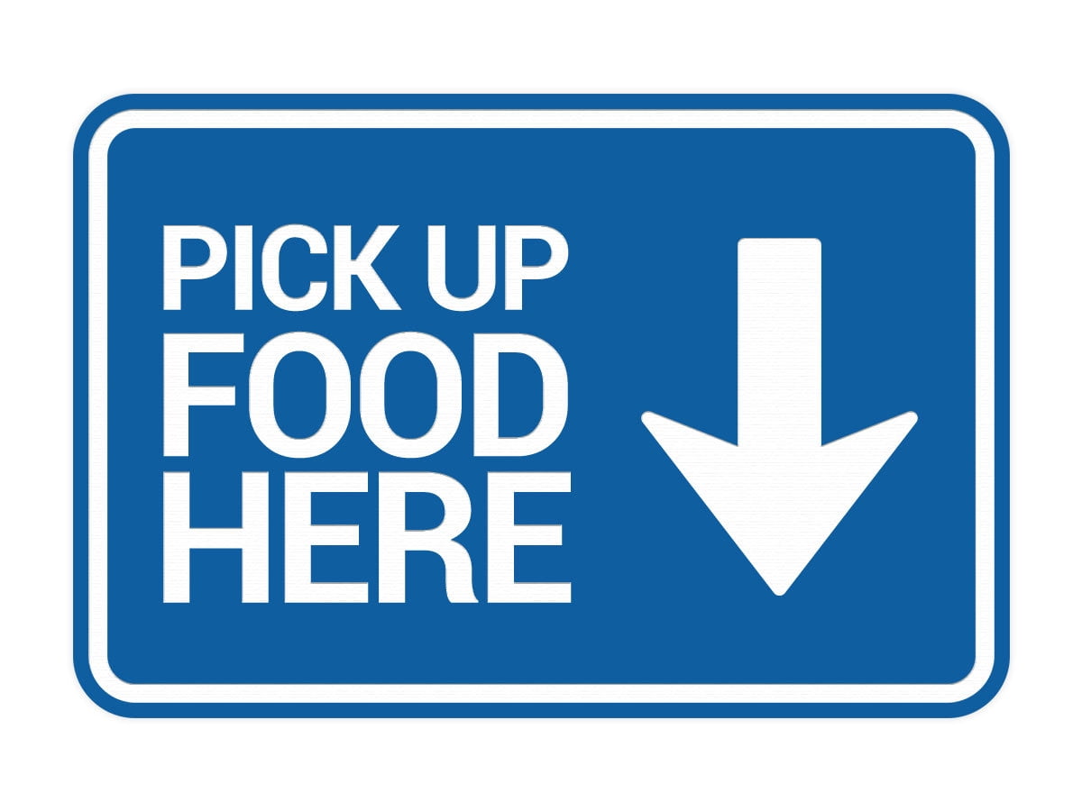 Signs ByLITA Classic Framed, Pick Up Food Here Sign (Blue) - Small ...