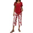 Aihuaihua Capri Sets Women 2 Piece Outfits, Summer Wide Leg Capri Pants ...