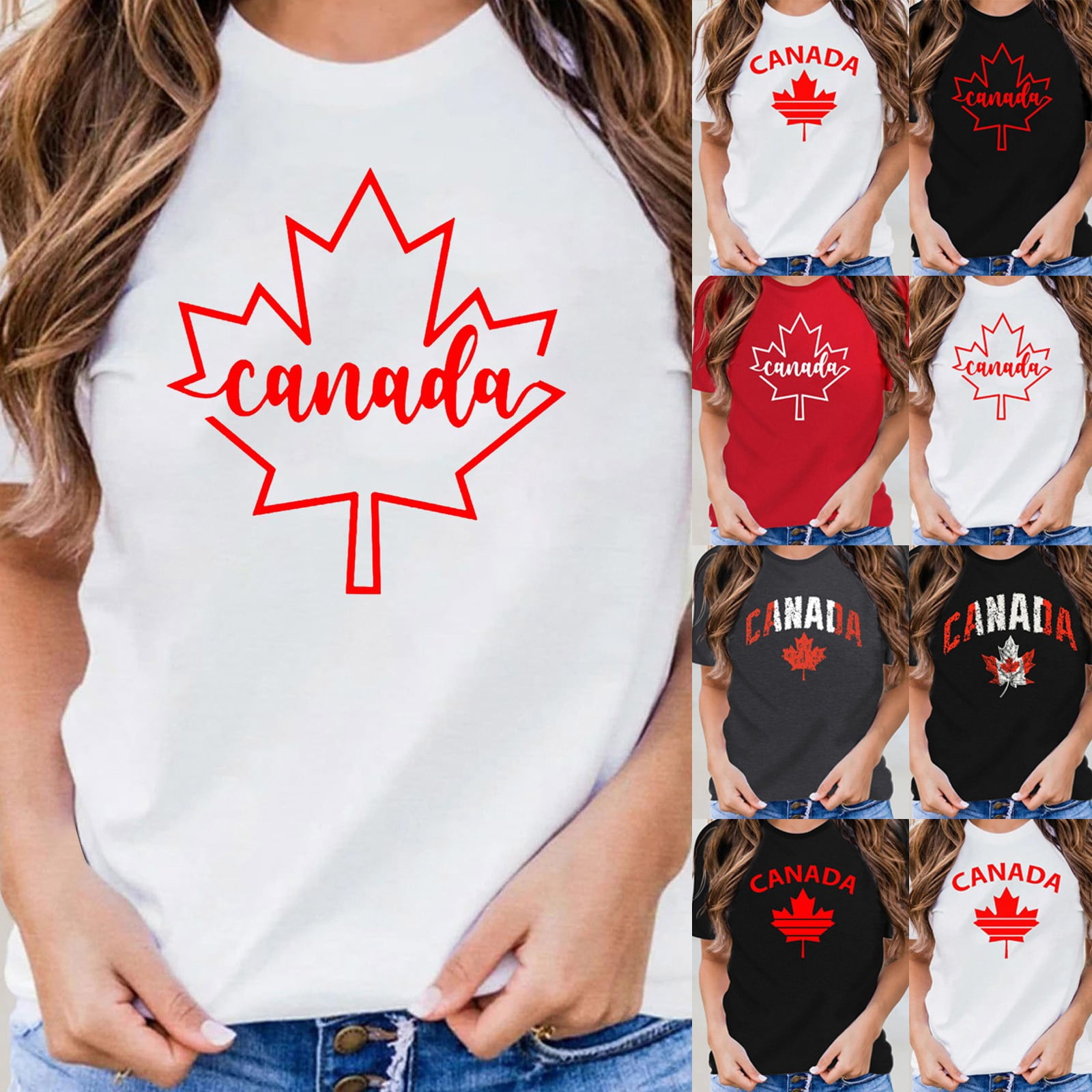 Canada Tshirt Ladies Canada Shirts Canada Day Flag Short Sleeve Maple ...