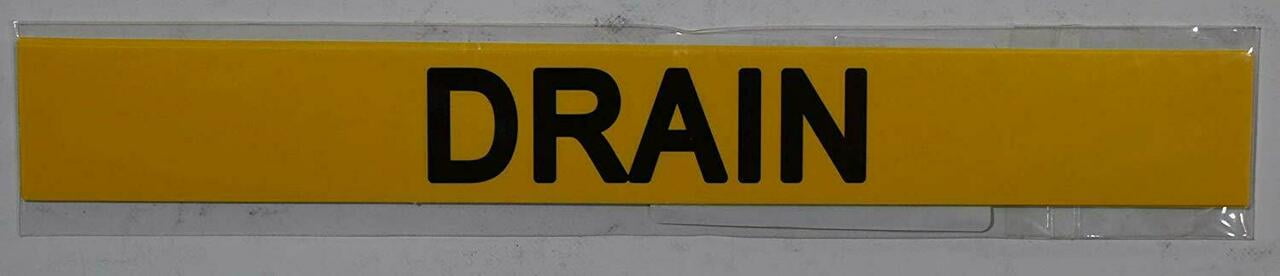 Set of 5 PCS - Pipe Marking- Drain Sign (Sticker,Yellow, 1X8)(ref-2022 ...