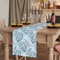 Blue Coral Coastal Table Runner Summer Beach Nautical Ocean Sea Vintage ...