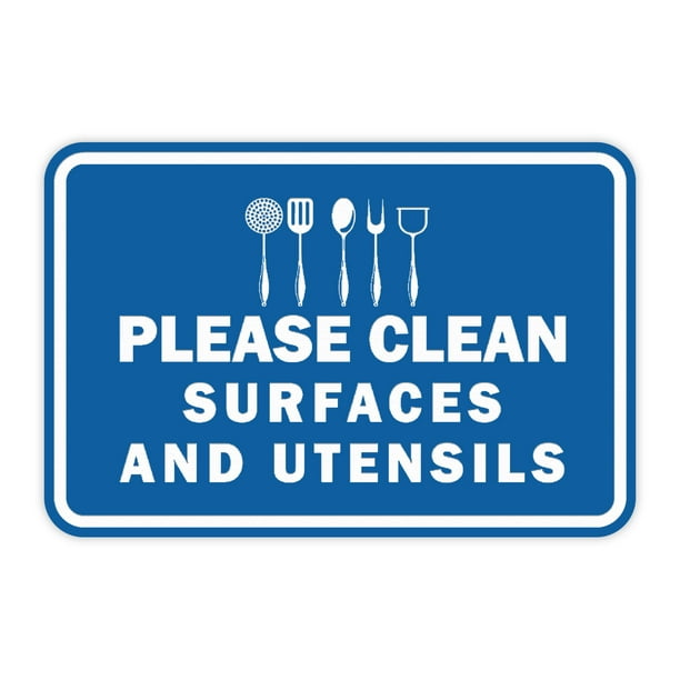 Classic Framed Please Clean Surfaces and Utensils Sign (Blue) - Small ...