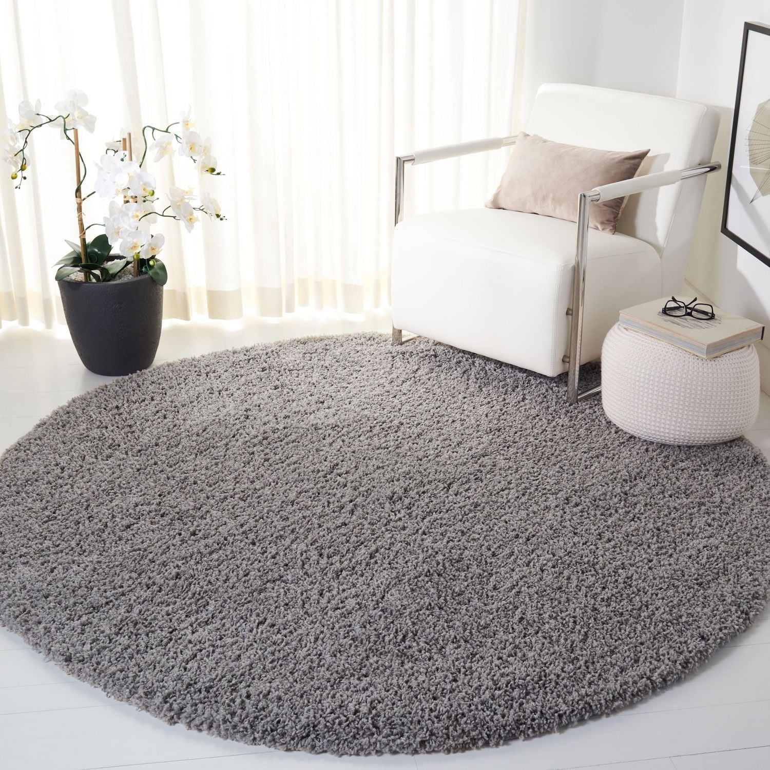 Safavieh Venus Elijah Solid Plush Shag Area Rug 67 X 67 Round
