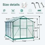 6x8 FT Aluminum Greenhouse with 2 Vent Window and Door, Indoor/Outdoor ...