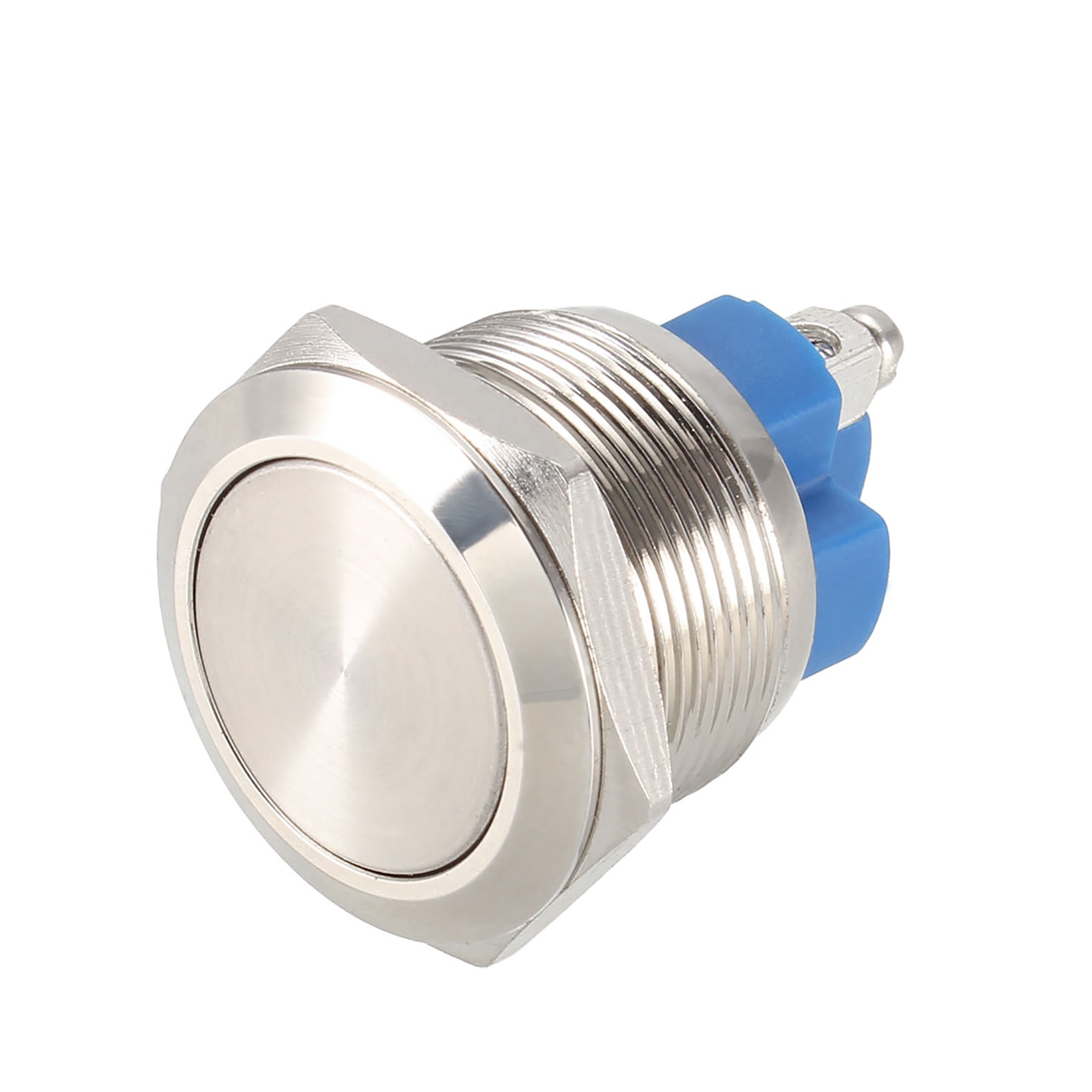 Latching Metal Push Button Switch Flat Head 22mm Mounting Dia 1NO, 1pcs ...