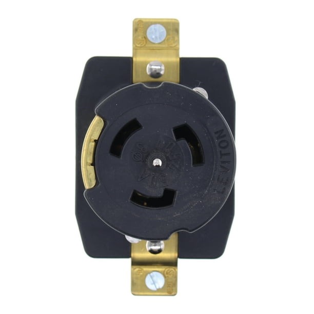 Leviton CS8369 Flush Mount Locking Receptacle, 3P, 4W, 50A, 250V, Black ...