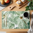 Banana Leaf Cotton Linen Placemats Set of 6, Green Palm Foliage ...