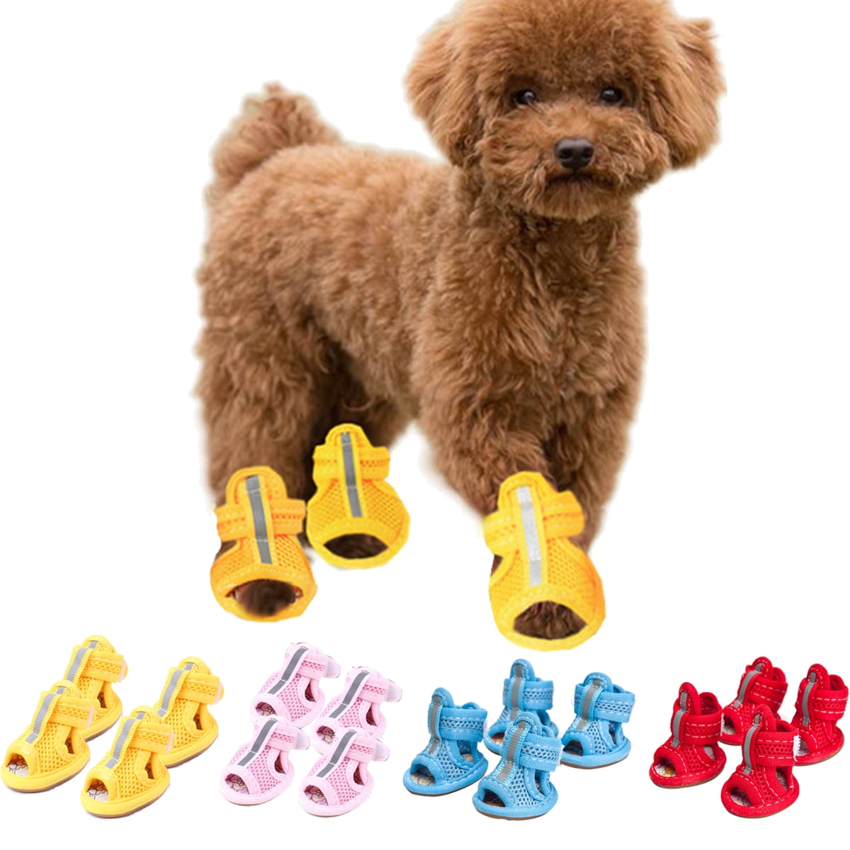 Meidiya 4Pcs/Set Non-slip Summer Dog Shoes Breathable Sandals for Small ...