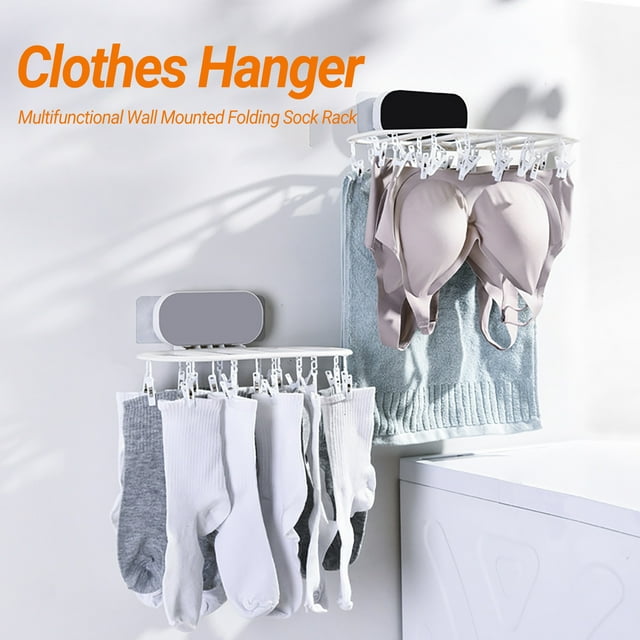 Honrane Clothes Hanger Multifunctional Wall Mounted Folding Sock Rack ...