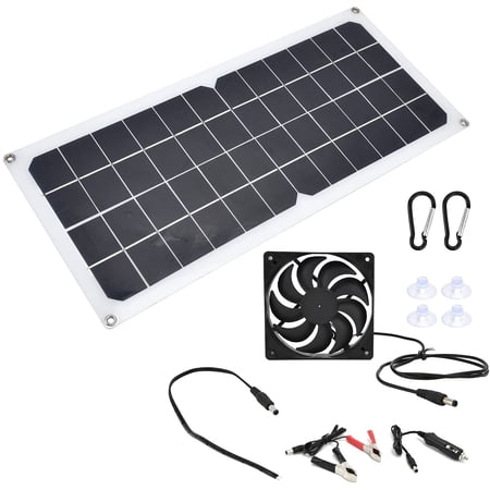 Solar Charger Panel, Solar Panel Fan Set High Efficiency with Dual ...
